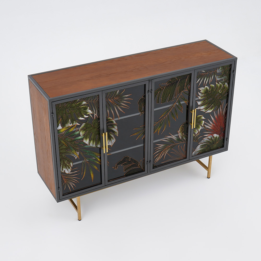 53" Modern Painted Sideboard Buffet with Glass Doors and Shelves ...