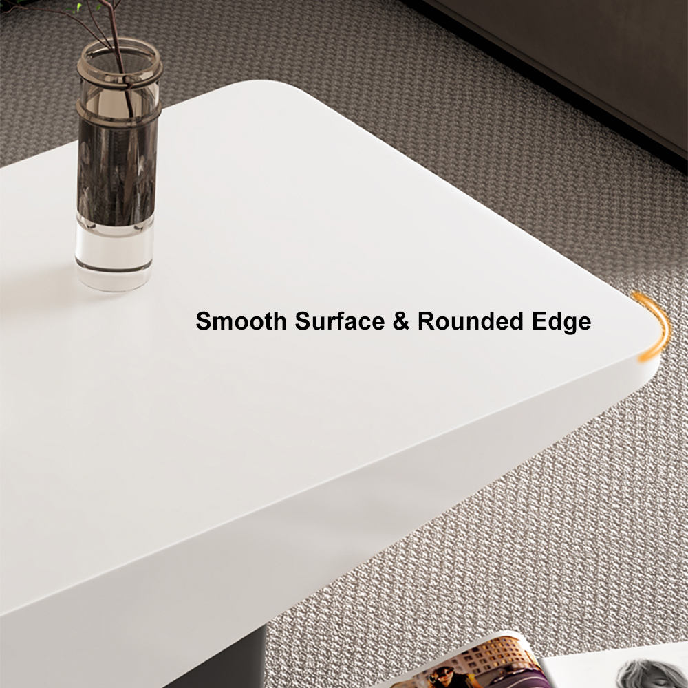 1200mm Block Coffee Table White Gloss Rectangular with Drawer Storage ...