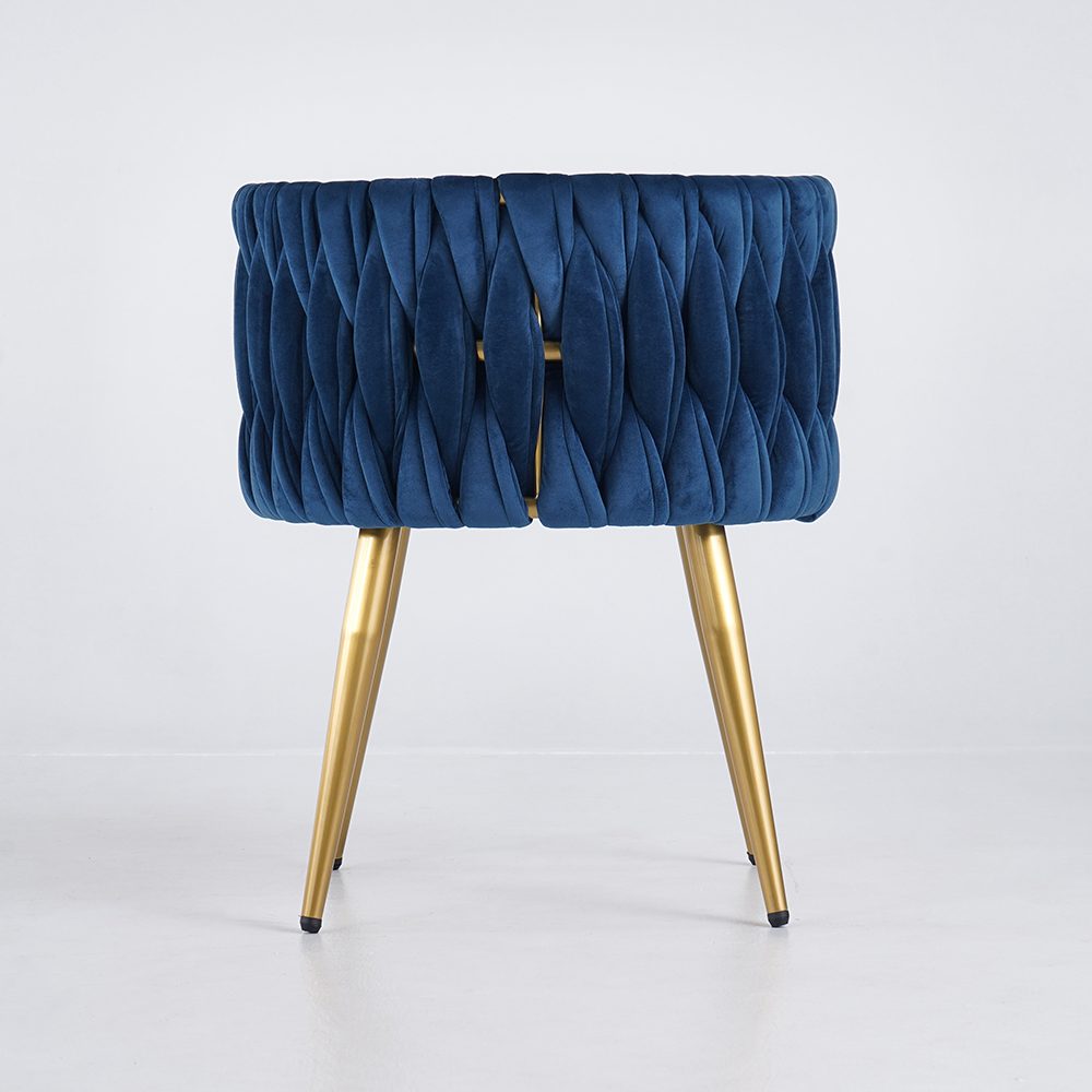 Nordic Blue Barrel Back Dining Chair Round Accent Chair with Velvet ...