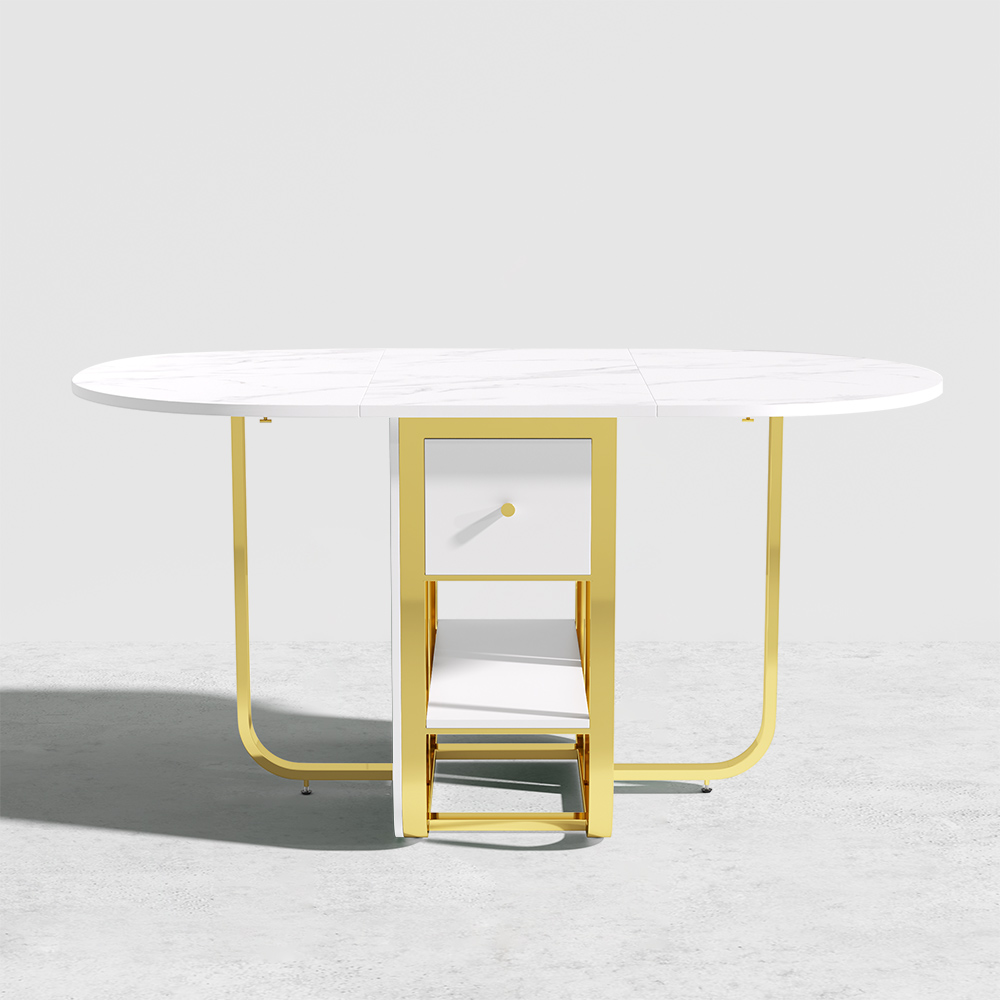 Fabled Modern Extendable White Dining Table with Wood Drop Leaf Folding ...