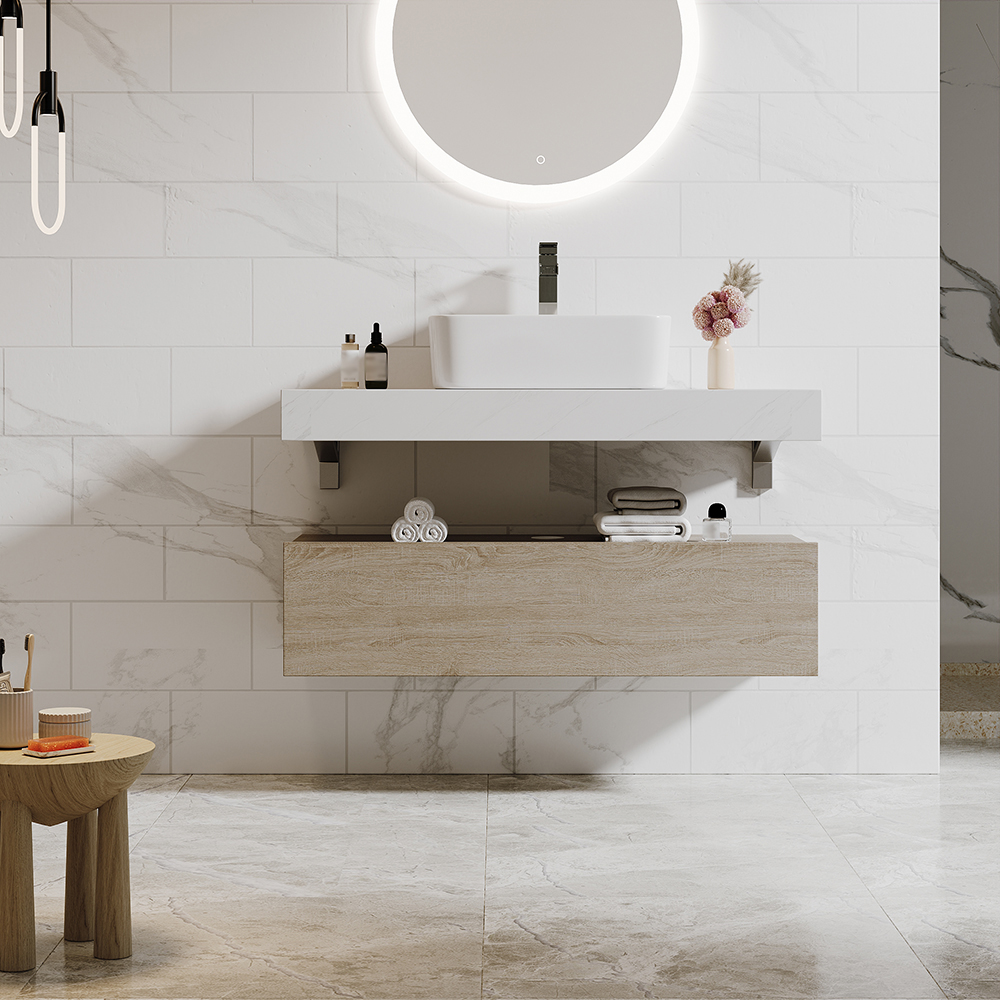 40" Modern Floating Bathroom Vanity Set With Single Sink White and ...