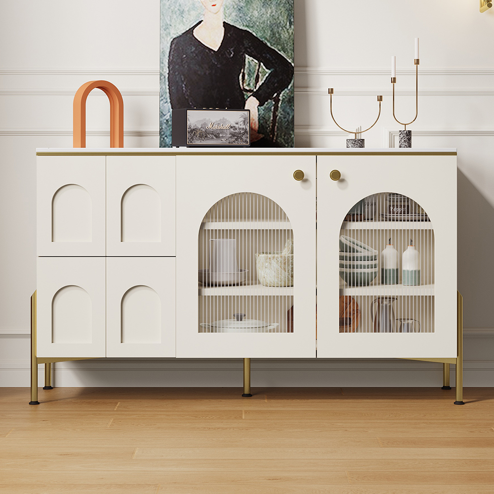 1200mm Modern White Arch Sideboard Buffet with 2 Doors & Drawers Carved ...