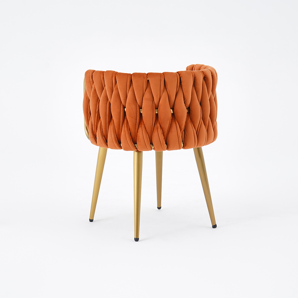 Nordic Orange Barrel Back Dining Chair Round Accent Chair with Velvet ...