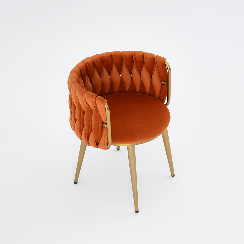 Nordic Orange Barrel Back Dining Chair Round Accent Chair with Velvet ...
