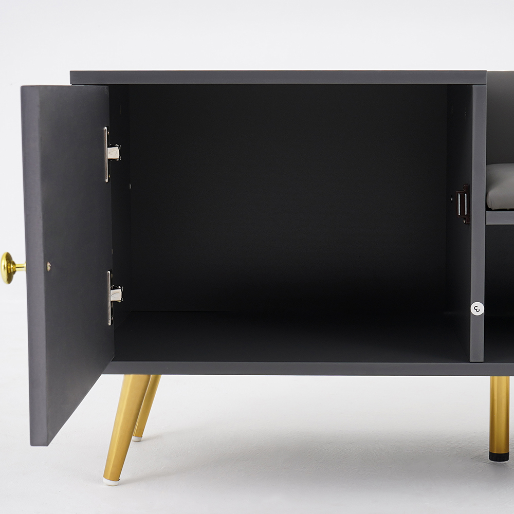 Yellow Gray Modern Shoe Rack Bench Entryway Storage Bench Cabinet With ...