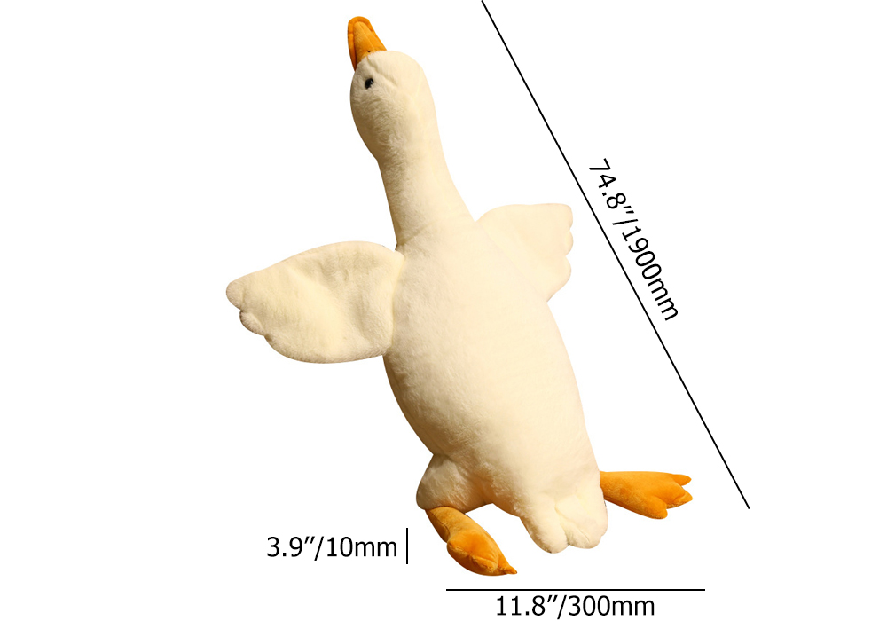 75" x 12" Large White Soft Cotton Plush Duck Goose Full Body Pillow Bed ...