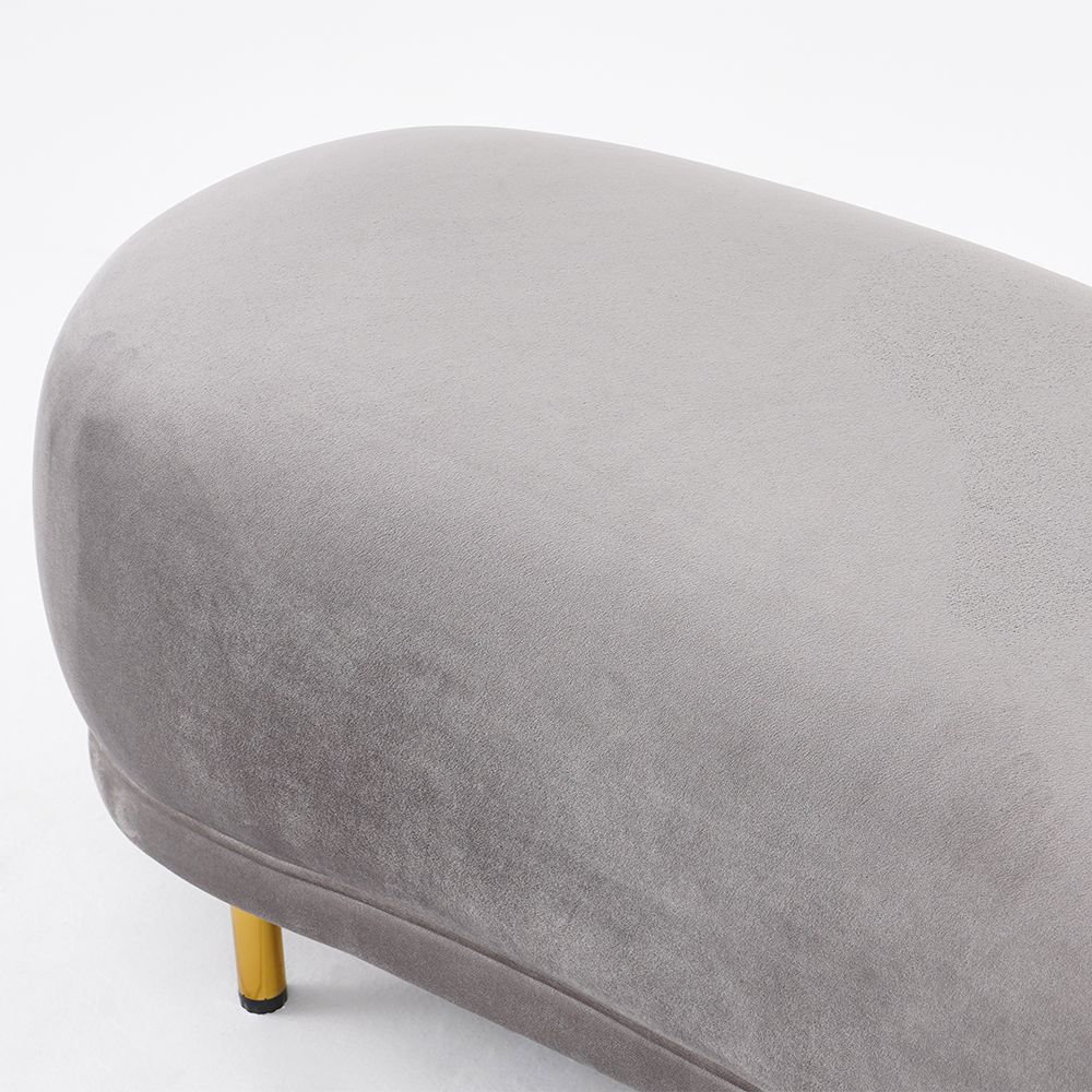 Modern Grey Velvet Bench Upholstered Curved Bench for End of Bed with ...