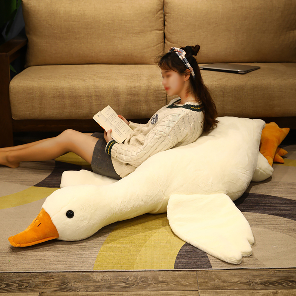 75" x 12" Large White Soft Cotton Plush Duck Goose Full Body Pillow Bed ...
