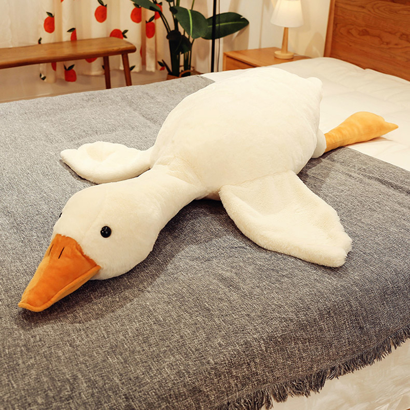 75" x 12" Large White Soft Cotton Plush Duck Goose Full Body Pillow Bed ...