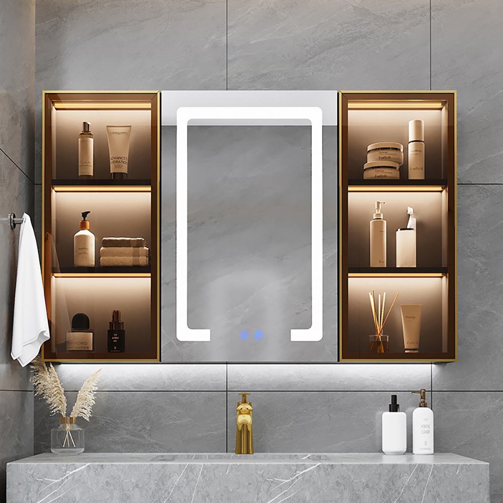 1000mm Black Wall-mount LED Lighted Bathroom Medicine Cabinet Vanity ...