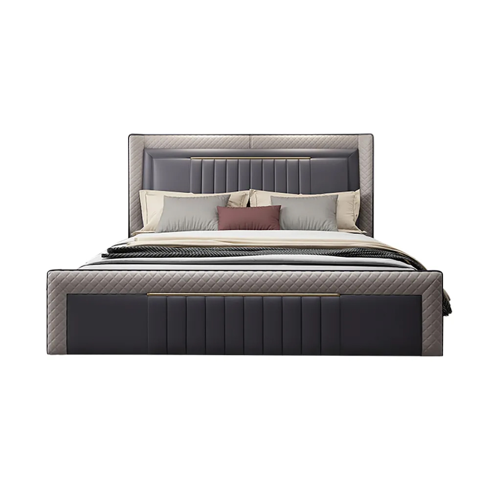 Queen Low Profile Platform Bed Upholstered Wingback Bed in Purple ...
