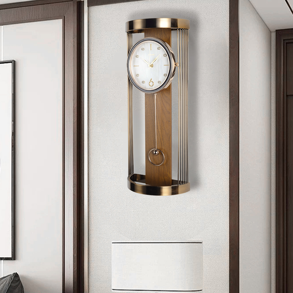 Modern Metal Hollow-out Wall Clock with Pendulum & Rhinestones - Clocks ...