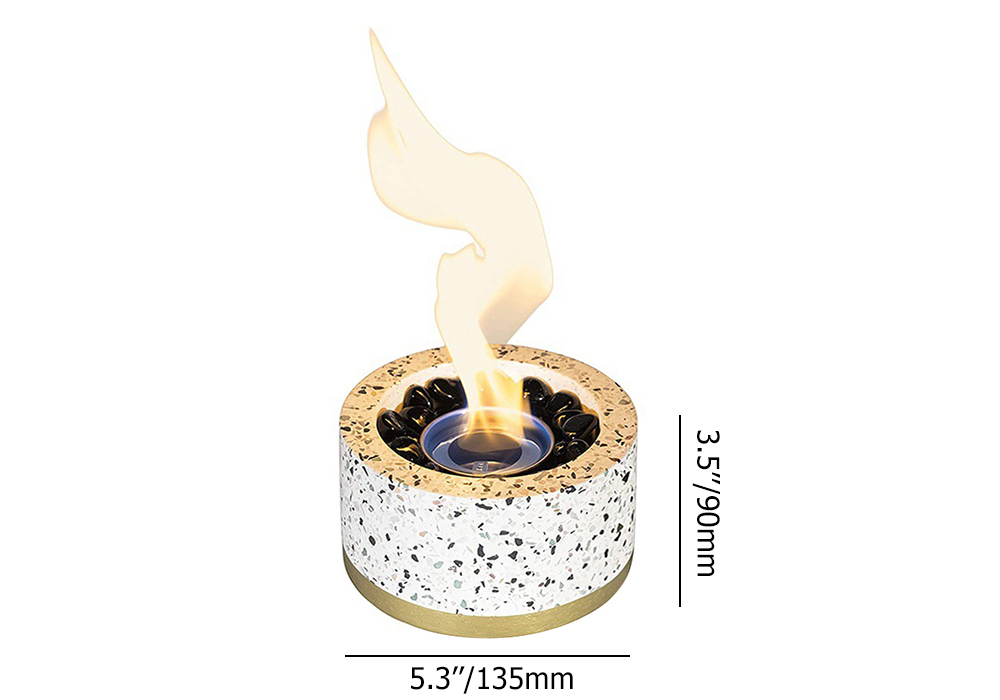 Outdoor Metal & Concrete Round Bio-Ethanol Tabletop Fireplace Fire Pit ...