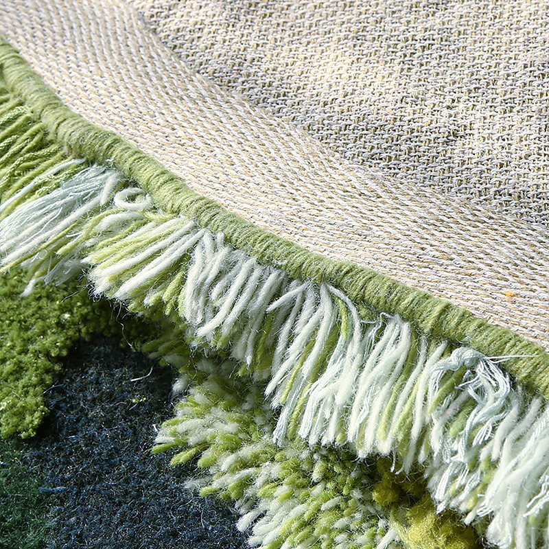 3.3' Green Moss Rug 3D Tufted Wool Handmade Colorful Forest Carpet ...