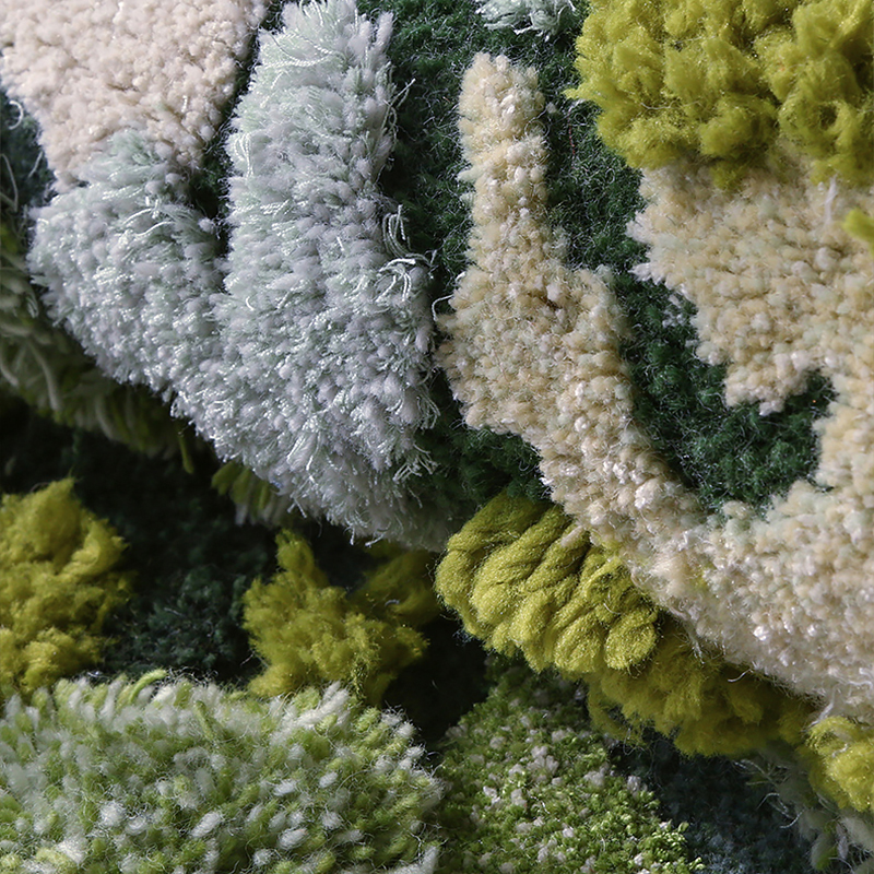 3.3' Green Moss Rug 3D Tufted Wool Handmade Colorful Forest Carpet ...
