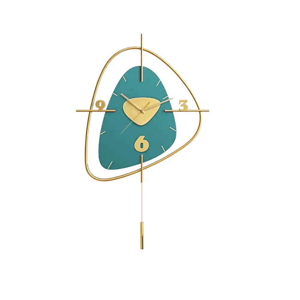Dark Green Creative Scandinavian Wall Clock Metal Pendulum Home Clock ...