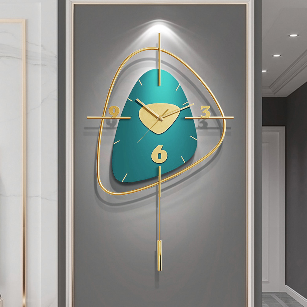 Dark Green Creative Scandinavian Wall Clock Metal Pendulum Home Clock ...