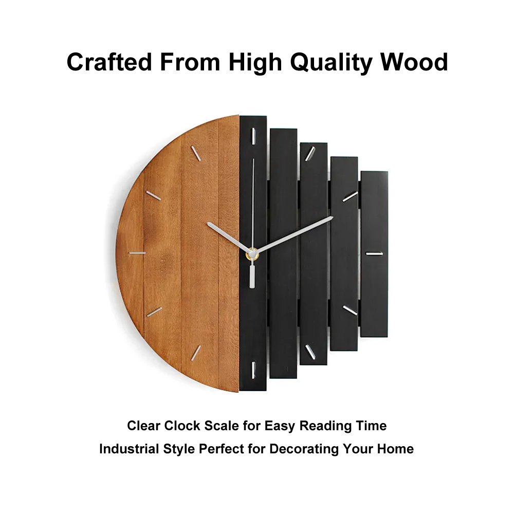 Rustic Abstract Wood Wall Clock For Living Room Home Hanging Artistic ...