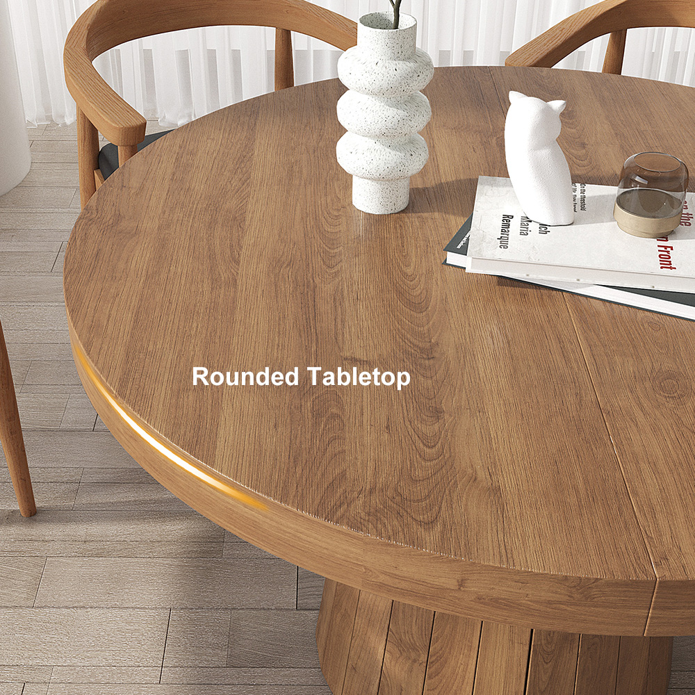 Japandi 39"-55" Extendable Dining Table 6-Seater Walnut Oval&Round ...