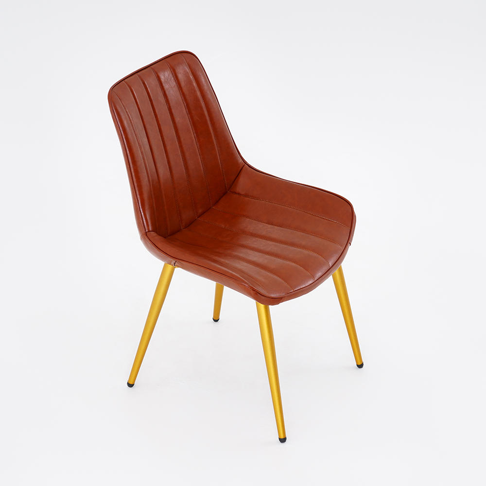 Orange Dining Chairs with PU Leather Upholstery & High Back Dining ...