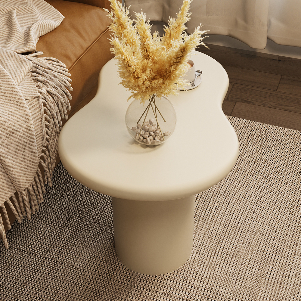 Abstract End table Cloud Shaped Side Table Wood Irregular in Beige ...