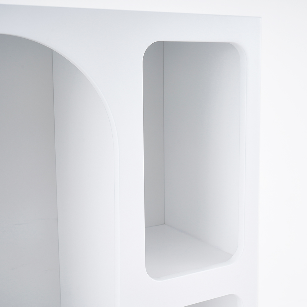 1500mm Art Deco White Arched Bookcase Tall Open Geometric Japandi ...