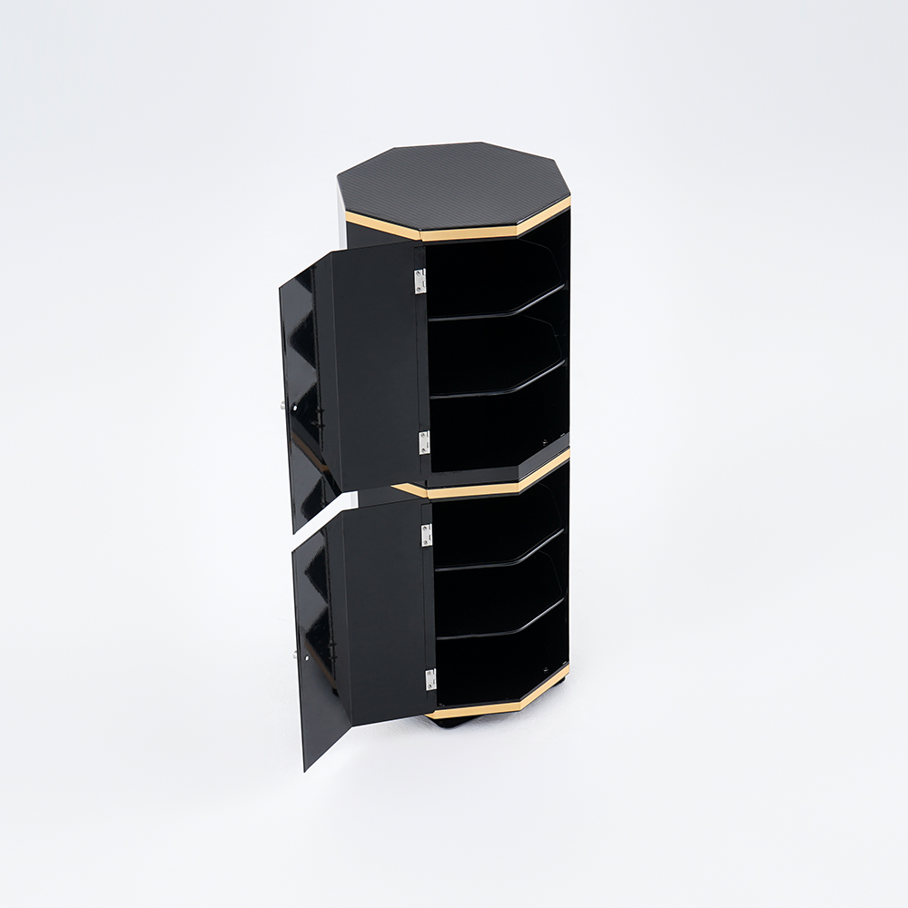 Meuble de Rangement Chaussures Rond Pivotant Noir avec 2 Portes 12 ...