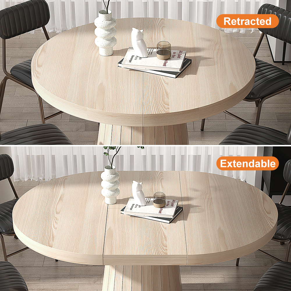 Japandi 1000mm-1400mm Extendable Whitewash Dining Table 6-Seater Oval ...