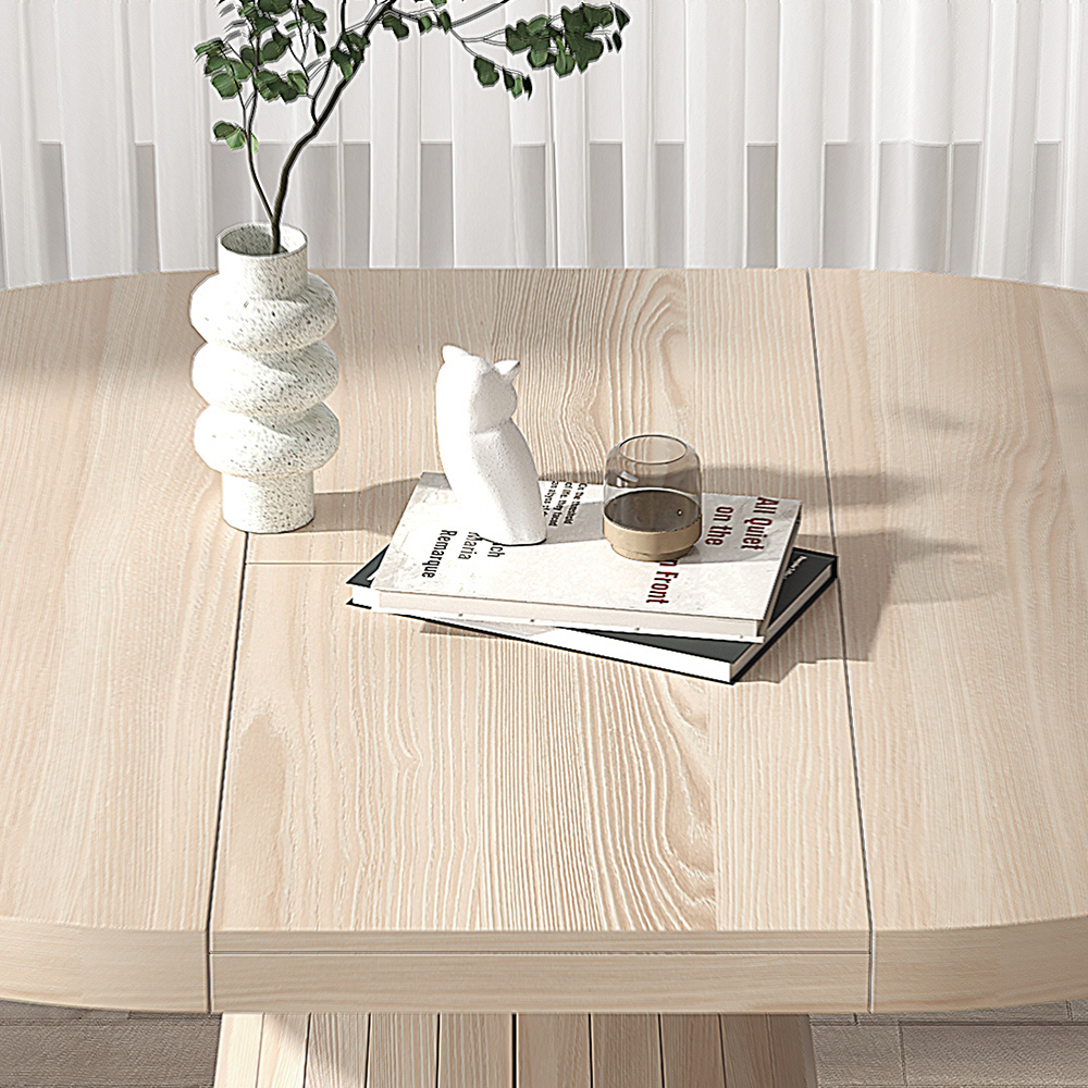 Japandi 39"-55" Extendable Whitewash Dining Table 6-Seater Oval&Round ...