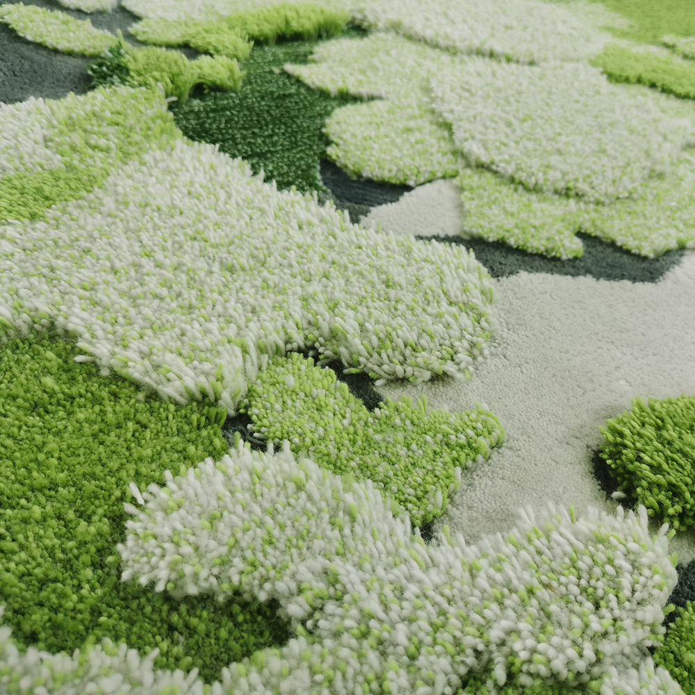 800mm Green Moss Rug 3D Tufted Wool Handmade Colorful Forest Carpet ...