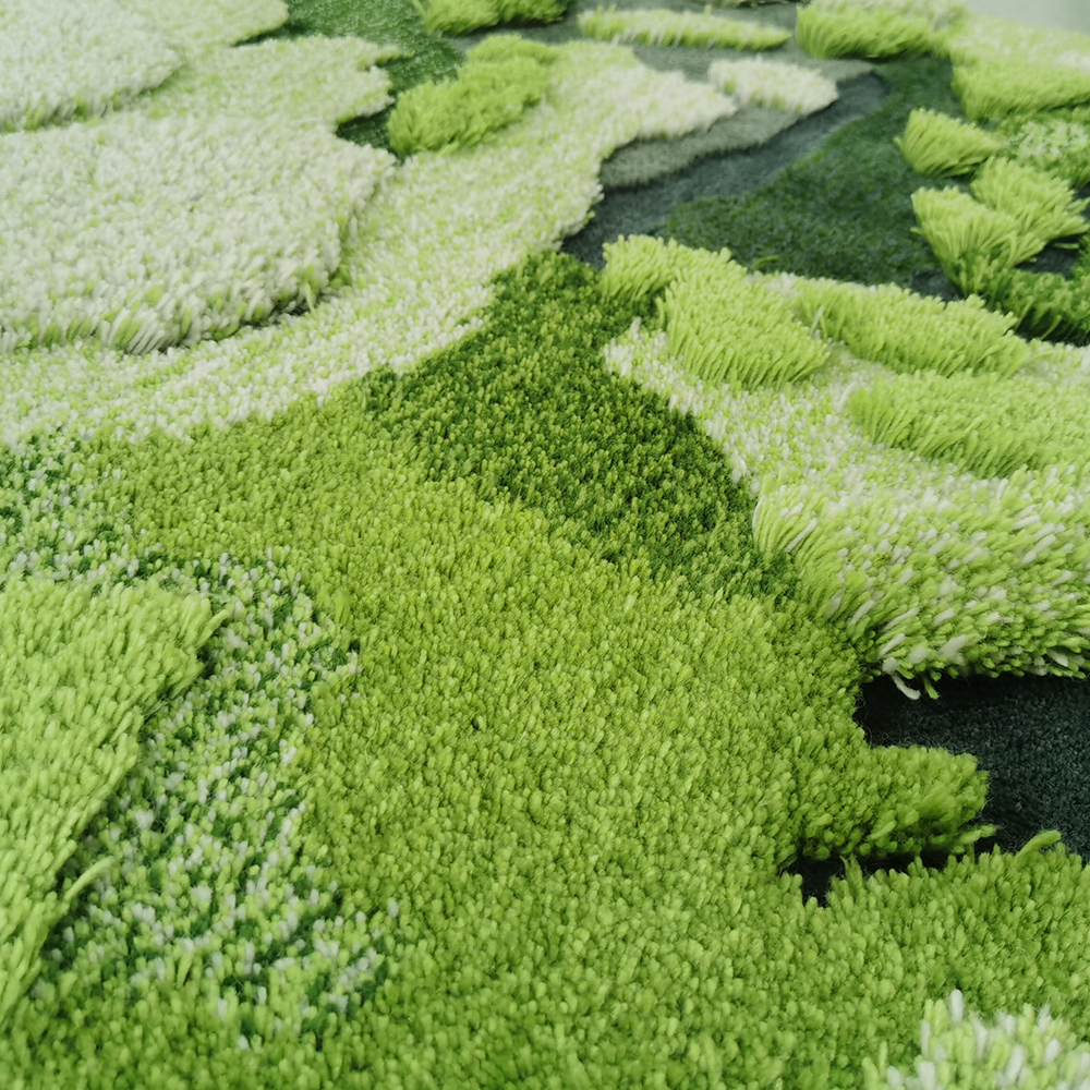 Tapis en mousse verte de 31,5 pouces 3D en laine tuftée à la main ...