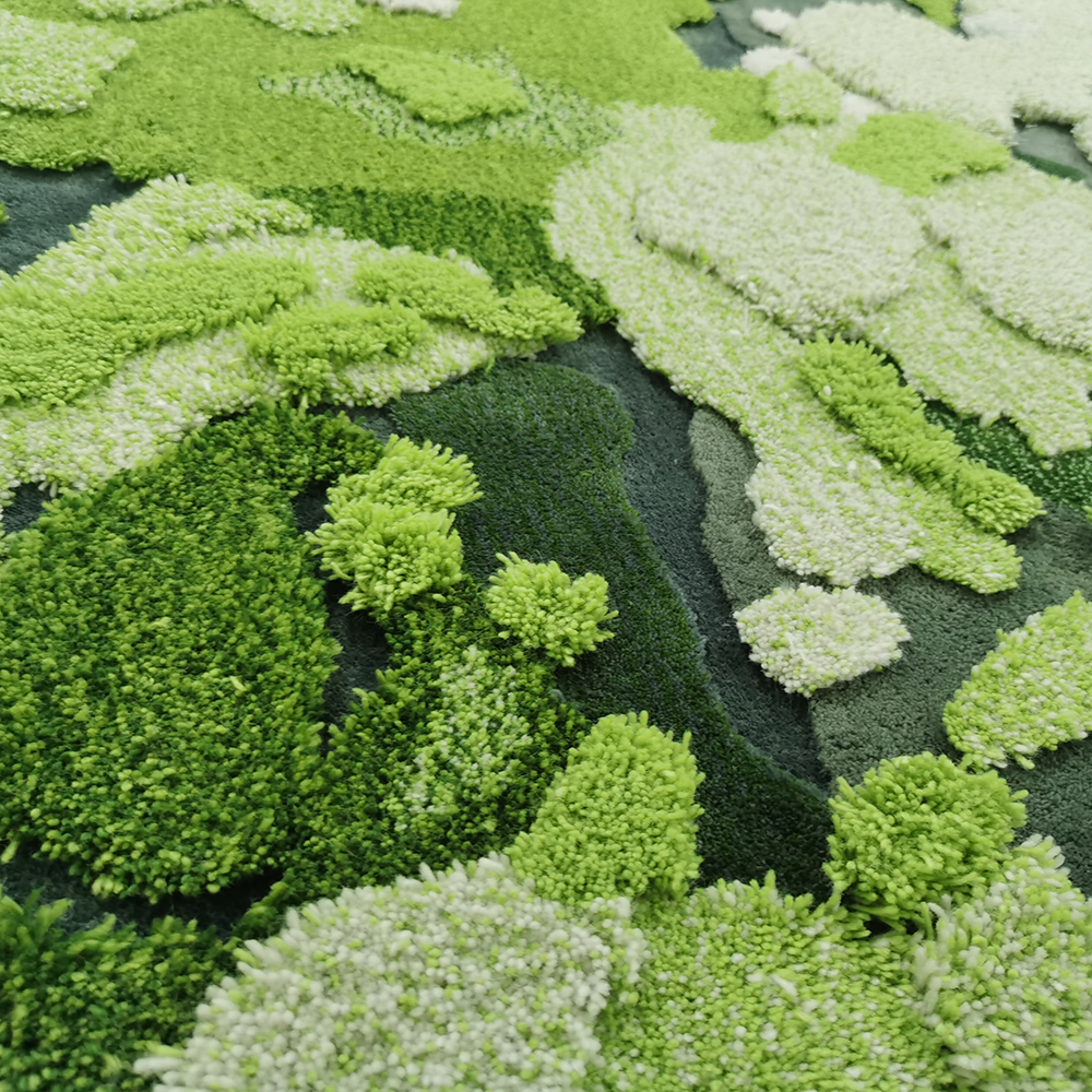 800mm Green Moss Rug 3D Tufted Wool Handmade Colorful Forest Carpet ...