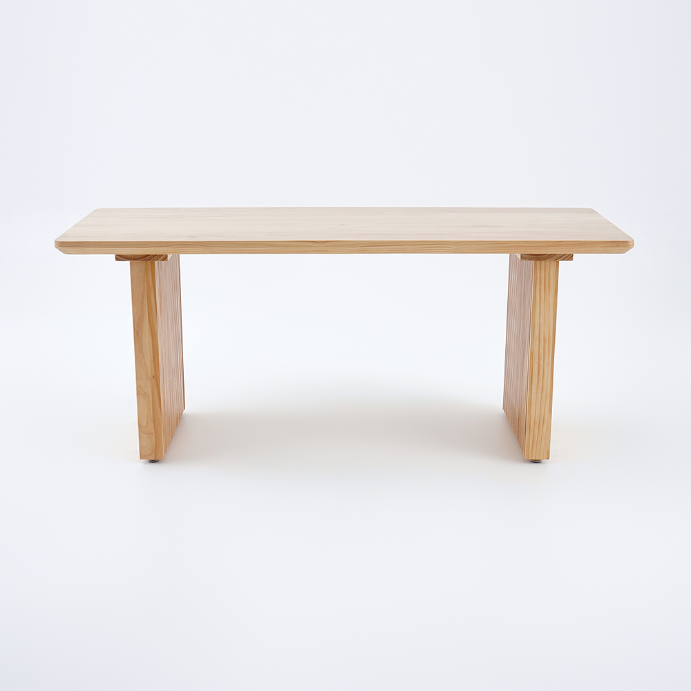 Japandi 1600mm Rectangle Dining Table Double Pedestal Natural Wood Top ...