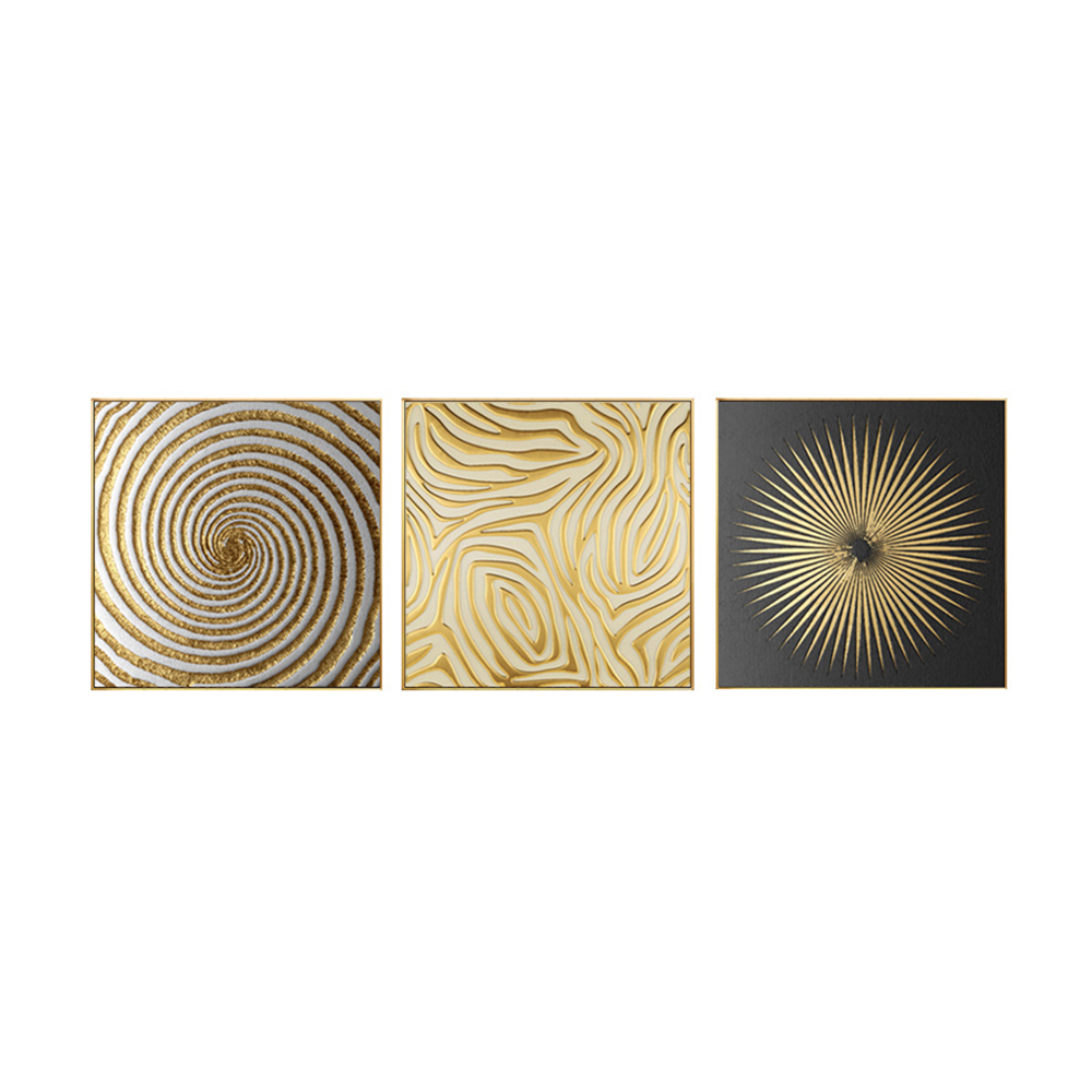 3 Pieces Glam Square Textured Wall Decor Set Canvas Abstract Painting ...