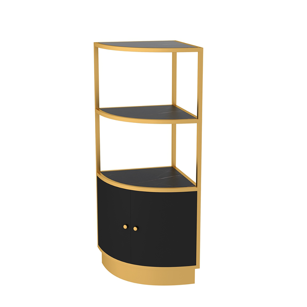 Modern Simple Fan-Shaped Storage Corner Cabinet with 2 Shelves-Homary