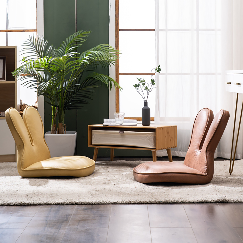 Brown Modern Indoor Lounge Chair Floor Chair with Rabbit Ears-Homary
