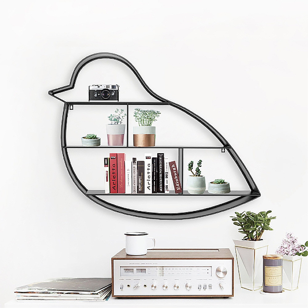 Black Wall Decor Shelves Bird-Shaped Floating Shelves-Homary