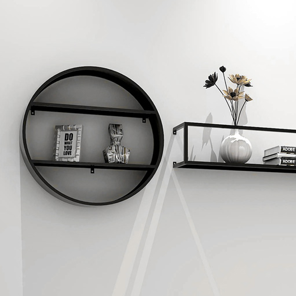 Modern Round Wall-Mounted Shelving in Metal-Homary