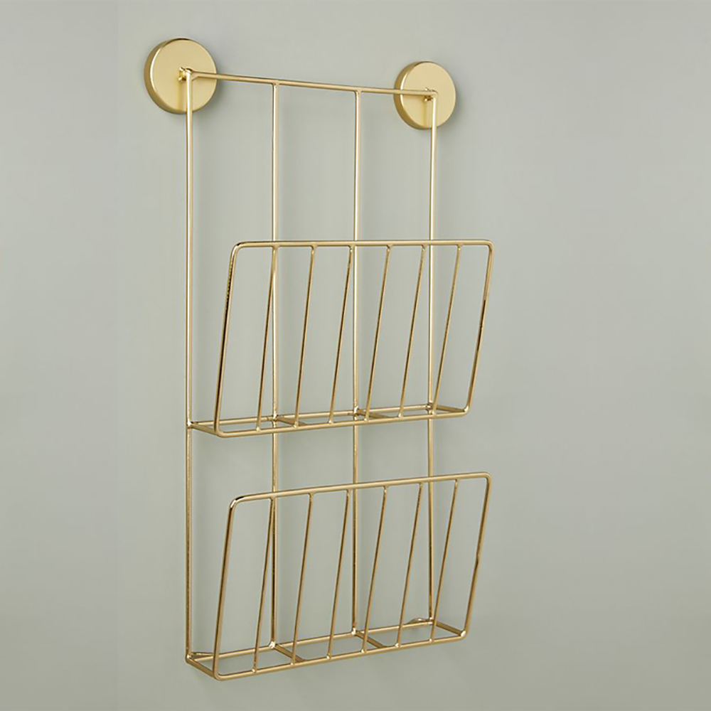 Modern Wall Magazine Rack in Gold Metal -Homary