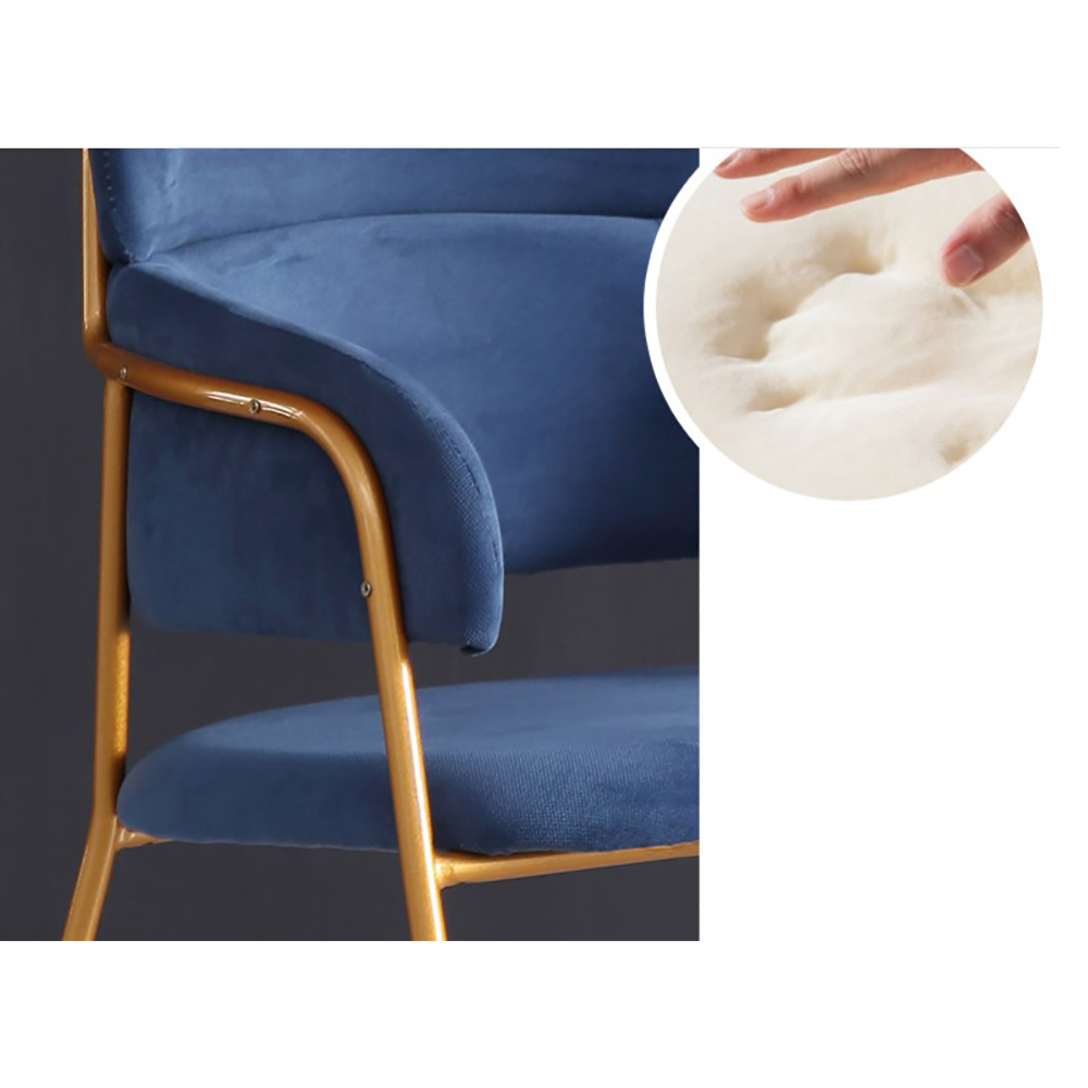 Blue Accent Chairs Upholstered Arm Vanity Chair with Gold Metal Legs-Homary