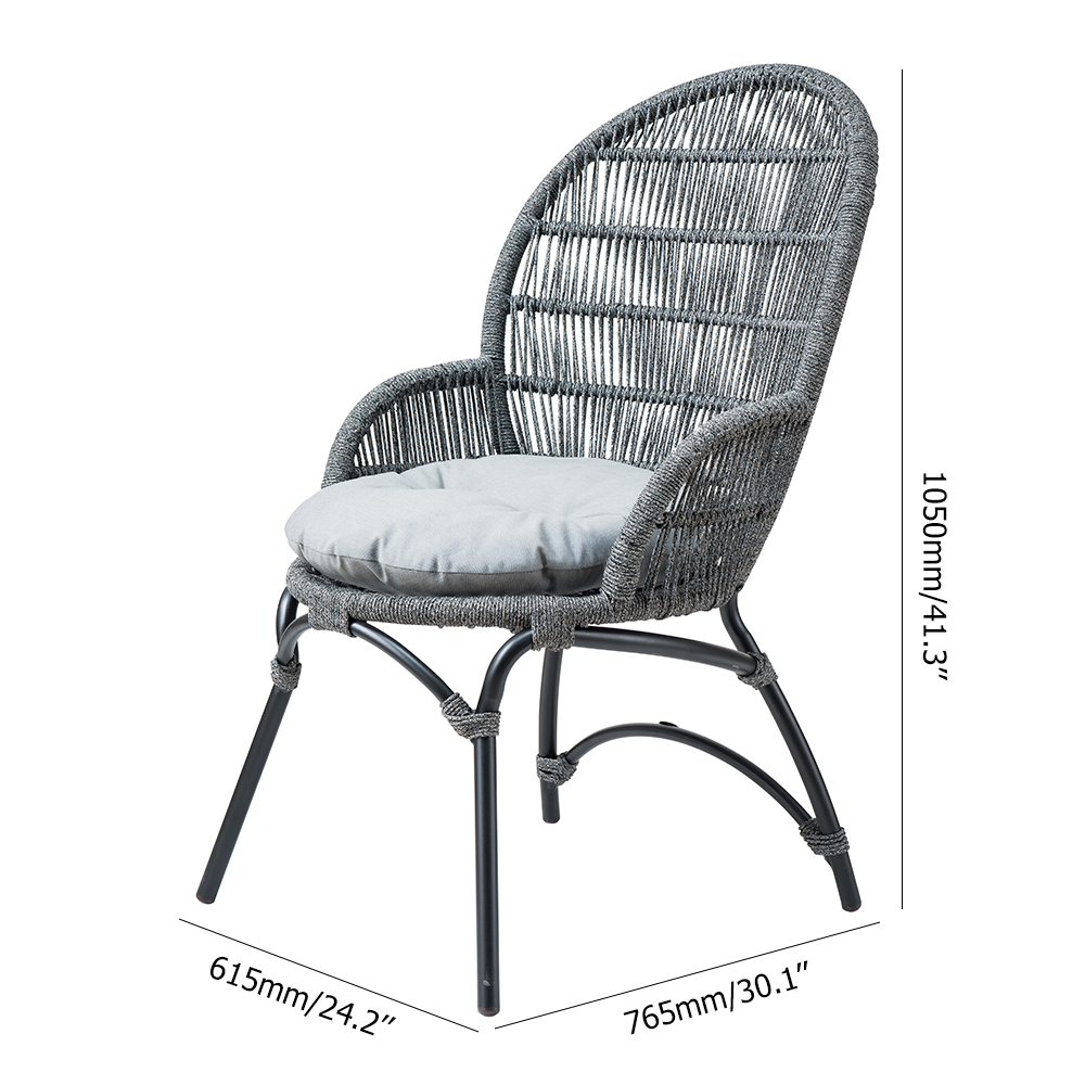 7-Pieces Rope Woven Outdoor Dining Set with Wingback Chair and Trestle ...